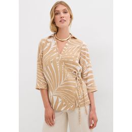 bonprix Kimono-Bluse in Leinenoptik, wei&szlig;