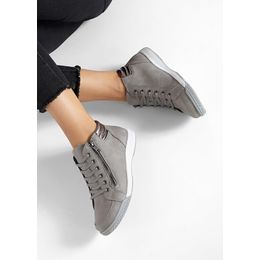 bonprix High-Top-Sneaker mit Rei&szlig;verschluss, grau, Vegan
