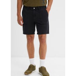 bonprix Twill-Shorts aus reiner Baumwolle Loose Fit, schwarz, 100% Baumwolle