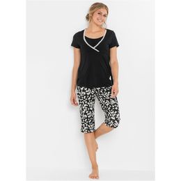 bonprix Capri Still Pyjama mit Bio-Baumwolle, schwarz, mit Baumwolle