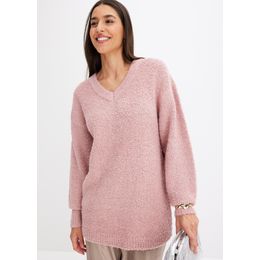bonprix Grobstrick-Pullover mit V-Ausschnitt, rosa
