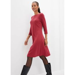bonprix Punto di Roma-Kleid mit Jaquardmuster aus Viskose-Mix, rot, Viskose