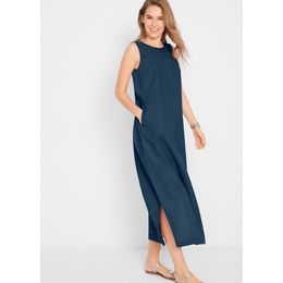 bonprix Maxi-Kleid mit Leinen, blau, Leinen