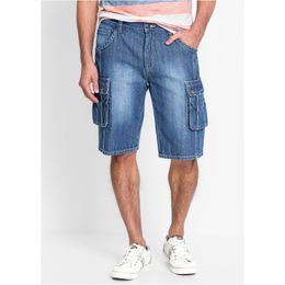 bonprix Cargo-Jeans-Bermuda Regular Fit, blau, mit Baumwolle