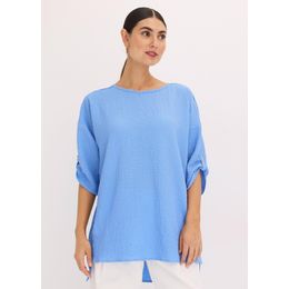 bonprix Tunika mit Struktur und Spitzenband, blau