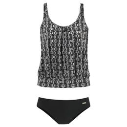 Lascana Tankini Damen Gr&ouml;&szlig;e L grau / schwarz / wei&szlig;