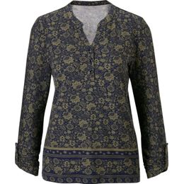 CREATION L PREMIUM Damen Print-Shirt in Lyocell-Qualit&auml;t khaki-marine-bedruckt Gr&ouml;&szlig;e 38