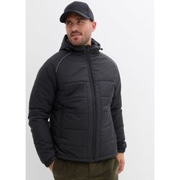 bonprix wattierte Steppjacke mit Kapuze, schwarz