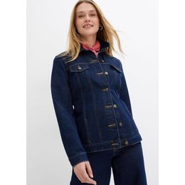 bonprix Jeansjacke tailliert mit Baumwolle, blau, mit Baumwolle