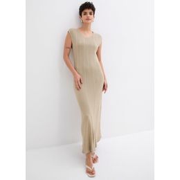 bonprix Figurbetontes Strickkleid aus Viskose-Mix, beige, Viskose