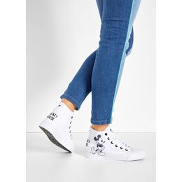 bonprix Disney Mickey Mouse High-Top-Sneaker aus Baumwoll-Canvas, wei&szlig;, Vegan
