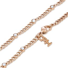 Damen Edelstahlarmband "Schmuck Geschenk Edelstahl Armkette Glittery Cuban", 21cm, Edelstahl, rosa, Copenhagen Studios, Edelstahl, Armb&auml;nder, mit