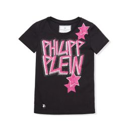 Philipp Plein Jungen T-Shirt "T-shirt Round Neck SS "Cristine""02, schwarz, Gr. 10, Obermaterial: 100% Baumwolle, Shirts