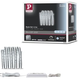 Paulmann LED-Streifen "MaxLED 1000 Basisset 1,5m Tageslichtwei&szlig; 18W 1100lm/m 6500K", Dioden 216 Stk. Flammen 1 Stk., Gesamtl&auml;nge 1,5m, silber, K&uuml;che,
