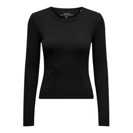 Only Damen Langarmshirt "ONLEASY L/S O-NECK TOP BOX JRS", schwarz, Gr. L, unifarben, Jersey, Obermaterial: 95% Baumwolle, 5% Elasthan, Shirts