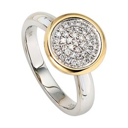 Jobo Damen Diamantring, 52, SI = kleine Einschl&uuml;sse, Diamanten Gelbgold 585 Wei&szlig;gold 585, gelb, Diamanten, Gelbgold 585, Wei&szlig;gold 585, Fingerringe,