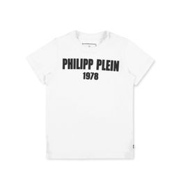 Philipp Plein Jungen T-Shirt "T-shirt Round Neck SS PP1978"0102, wei&szlig;, schwarz, Gr. 10, Obermaterial: 100% Baumwolle, Shirts