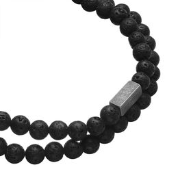 True Rebels Herren Armband "Set: TR307", 19, Edelstahl, schwarz, Edelstahl, Armb&auml;nder, mit Lavastein
