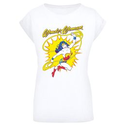 F4NT4STIC T-Shirt 'Wonder Woman Leap' Damen Gr&ouml;&szlig;e L t&uuml;rkis / dunkelblau / limone / wei&szlig;
