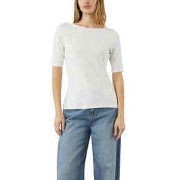 T-Shirt comma, Damen, Gr. 40, wei&szlig;, Single Jersey, Obermaterial: 92% Viskose, 8% Elasthan, unifarben, k&ouml;rpernah h&uuml;ftbedeckend, U-Boot-Ausschnitt, Shirts T-Shirt, halbarm, mit U-Boot.Ausschnitt