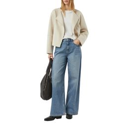 comma, COMMA Damen T-Shirtwei&szlig;, Gr. 46, unifarben, Single Jersey, Obermaterial: 92% Viskose, 8% Elasthan, Shirts, halbarm, mit U-Boot.Ausschnitt