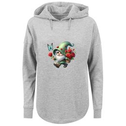 F4NT4STIC Sweatshirt 'Gnom Fr&uuml;hling Blu Schmetterling' Damen Gr&ouml;&szlig;e M grau / gr&uuml;n / rot / wei&szlig;
