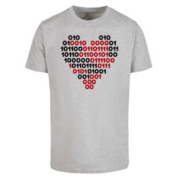 F4NT4STIC Shirt 'I Love You 01001001 Binary Code Herz Valentinstag' male Grey size XXL