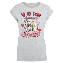 F4NT4STIC Shirt 'Anti Valentinstag V Is For Vodka' female Grey size L