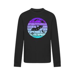 F4NT4STIC Shirt 'Retro Alien Weltraum Sonnenuntergang' Jungen Gr&ouml;&szlig;e 134/140 aqua / hellblau / lila / schwarz