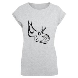 F4NT4STIC T-Shirt 'Dinosaurier Sinoceratops Skull' Damen Gr&ouml;&szlig;e XXXL grau / schwarz