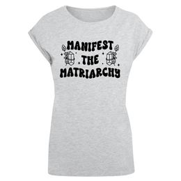 F4NT4STIC T-Shirt 'Feministisch Manifest The Matriarchy Frauentag' Damen Gr&ouml;&szlig;e M hellgrau / schwarz