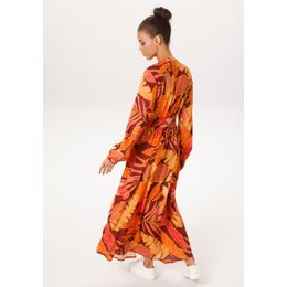 Aniston CASUAL Damen Maxikleidorange, bordeaux, pink, schilf, hellbordeaux, sand apricot, Gr. 46, bedruckt, Web, Obermaterial: 100% Viskose, Kleider,