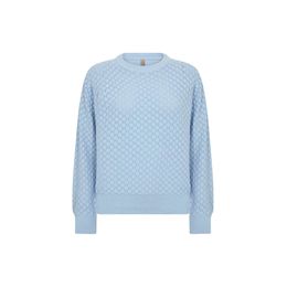 Strickpullover soyaconcept "Soya Concept Sweater SC-AMELA", Damen, Gr. L, blau (6250 windsurfer), Obermaterial: 100% Baumwolle, Pullover Strickpullover