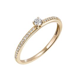 Firetti Damen Solit&auml;rring "Schmuck Geschenk Gold 585 Damenring Verlobungsring Goldring", 50, 0,18 SI = kleine Einschl&uuml;sse, Diamanten Gelbgold 585,