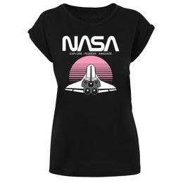F4NT4STIC T-Shirt 'NASA Space Shuttle Sunset' Damen Gr&ouml;&szlig;e L dunkelgrau / hellpink / schwarz / wei&szlig;