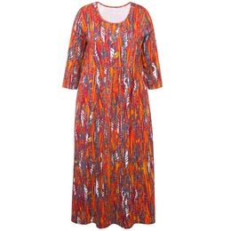 Ulla Popken Kleid Damen Gr&ouml;&szlig;e 42/44 mischfarben / orange Winterkleid