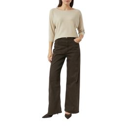 comma, COMMA Damen 3/4 Arm-Pullovervanilla, Gr. 36, unifarben, Strick, Obermaterial: 65% Viskose, 35% Polyester, Pullover, mit Glitzerdetails