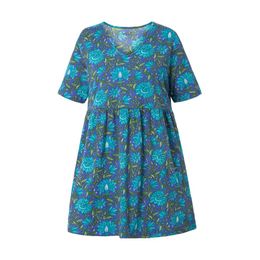 Ulla Popken Kleid Damen Gr&ouml;&szlig;e 42/44 t&uuml;rkis / dunkelblau / apfel Winterkleid