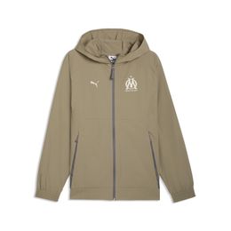 Trainingsjacke Puma "Olympique de Marseille PumaTECH Gewebte Jacke Herren", Herren, Gr. L, velvet moss golden fog braun gelb, Obermaterial: 100% Elastomultiester. Taschenfutter: 100% Polyester, Jacken Trainingsjacke