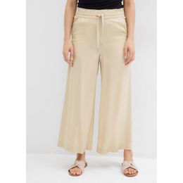 bonprix 7/8- Schlupfhose aus Lyocell, beige, Gr.38, Weite Hose mit Seitentaschen und verstellbarem Bund