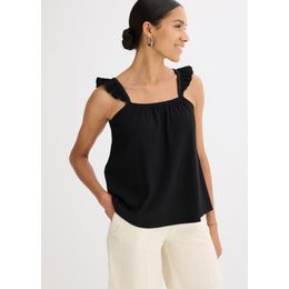 bonprix Jerseycrepe-Top mit Volant-Tr&auml;ger, schwarz