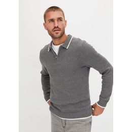 bonprix Polo Pullover mit recycelter Baumwolle, grau, mit Baumwolle