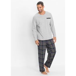 bonprix Pyjama mit Bio-Baumwolle und langen &Auml;rmeln, wei&szlig;, mit Baumwolle