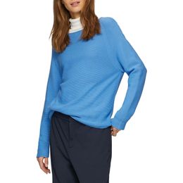 Strickpullover s.Oliver, Damen, Gr. 46, blau (fresh blau), Strick, Obermaterial: 60% Baumwolle, 40% Polyacryl, unifarben, regular fit taillenbedeckt, U-Boot-Ausschnitt, gerader Abschluss, Pullover Strickpullover, mit U-Boot Ausschnitt