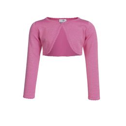 Bolero happy girls, M&auml;dchen, Gr. 140, pink, Strick, Obermaterial: 70% Baumwolle, 30% Polyester, Glitzermuster, unifarben, festlich, bauchfrei, Rundhals, gewellter Abschluss, Strickjacken Bolero, im dezenten Glitzerlook und mit gewellten Kanten