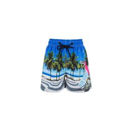 Badehose ZIGZAG "Dino", Kinder, Gr. 104, EURO-Gr&ouml;&szlig;en, blau (blau, pink), Elasthan, Polyester, mehrfarbig, Badehosen Badehose, mit Hingucker-Aufdruck