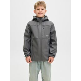 Jack & Jones Softshelljacke JACK & JONES JUNIOR "JJTHEO wasserabweisend und pflegeleicht f&uuml;r Alltag", Jungen, Gr. 140, castlerock, Web, Obermaterial: 100% Polyester, unifarben, regular fit normal, eingefasste Kante, Jacken Softshelljacke, Polyester, regular fit