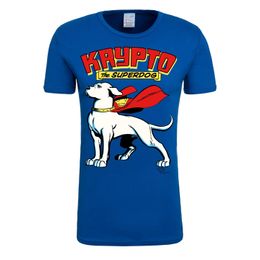 T-Shirt logoshirt "The Superdog", Herren, Gr. L, blau, 100% Baumwolle, bedruckt, normal, Rundhals, Shirts T-Shirt, mit rundem Ausschnitt