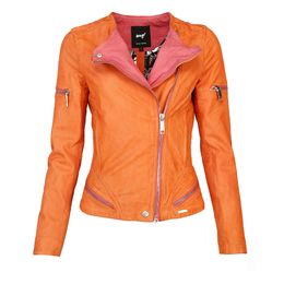 Maze Lederjacke ' Diamond ' Damen Gr&ouml;&szlig;e XL orange / pink
