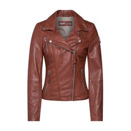 Freaky Nation Lederjacke 'Bikerprincess' Damen Gr&ouml;&szlig;e XXS braun / silber
